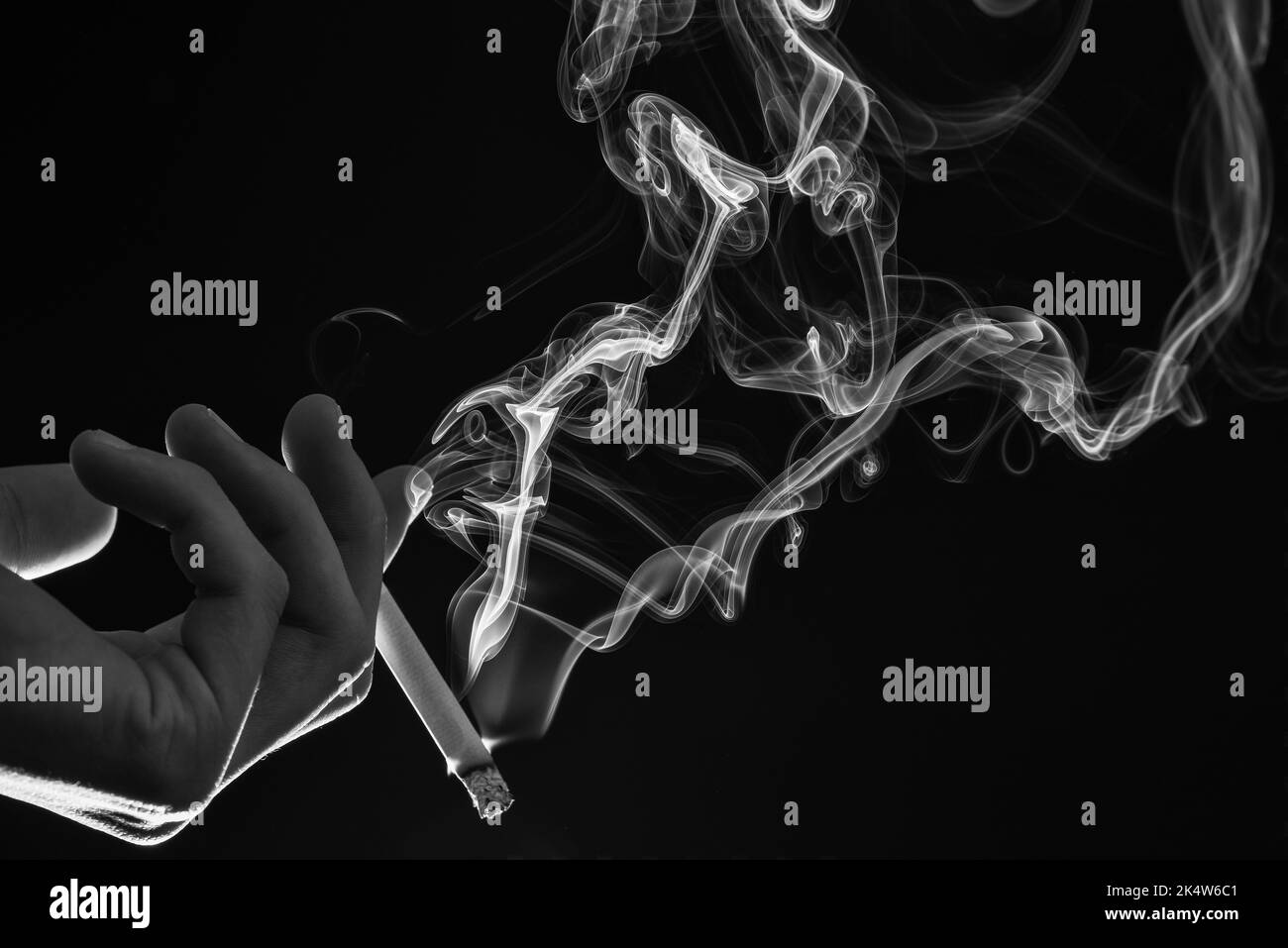 Tobacco is wacko. Steaming cigarette in male hand. Smoking habit ...