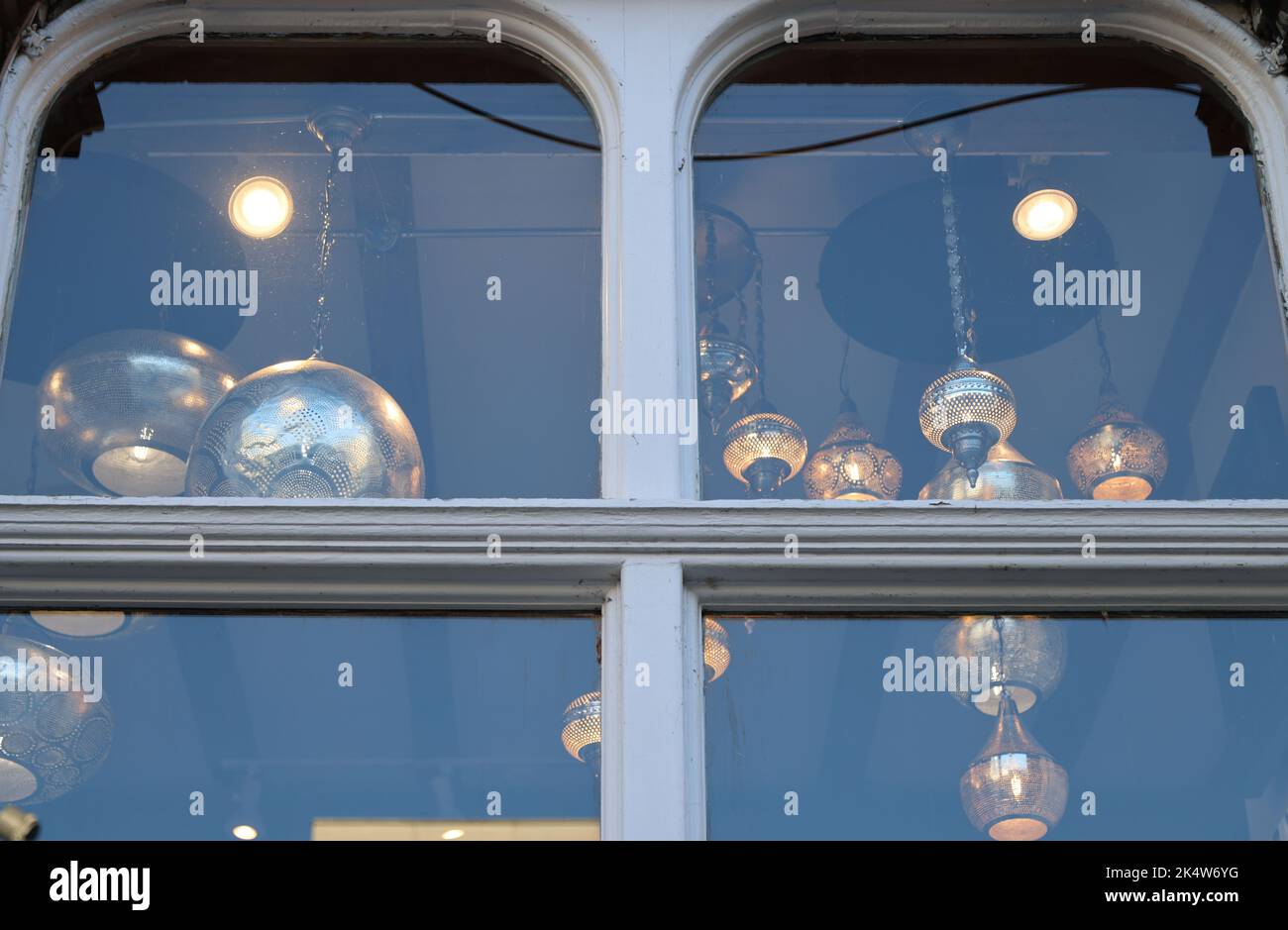 View of a window with lights and balls, Canada Stock Photo - Alamy