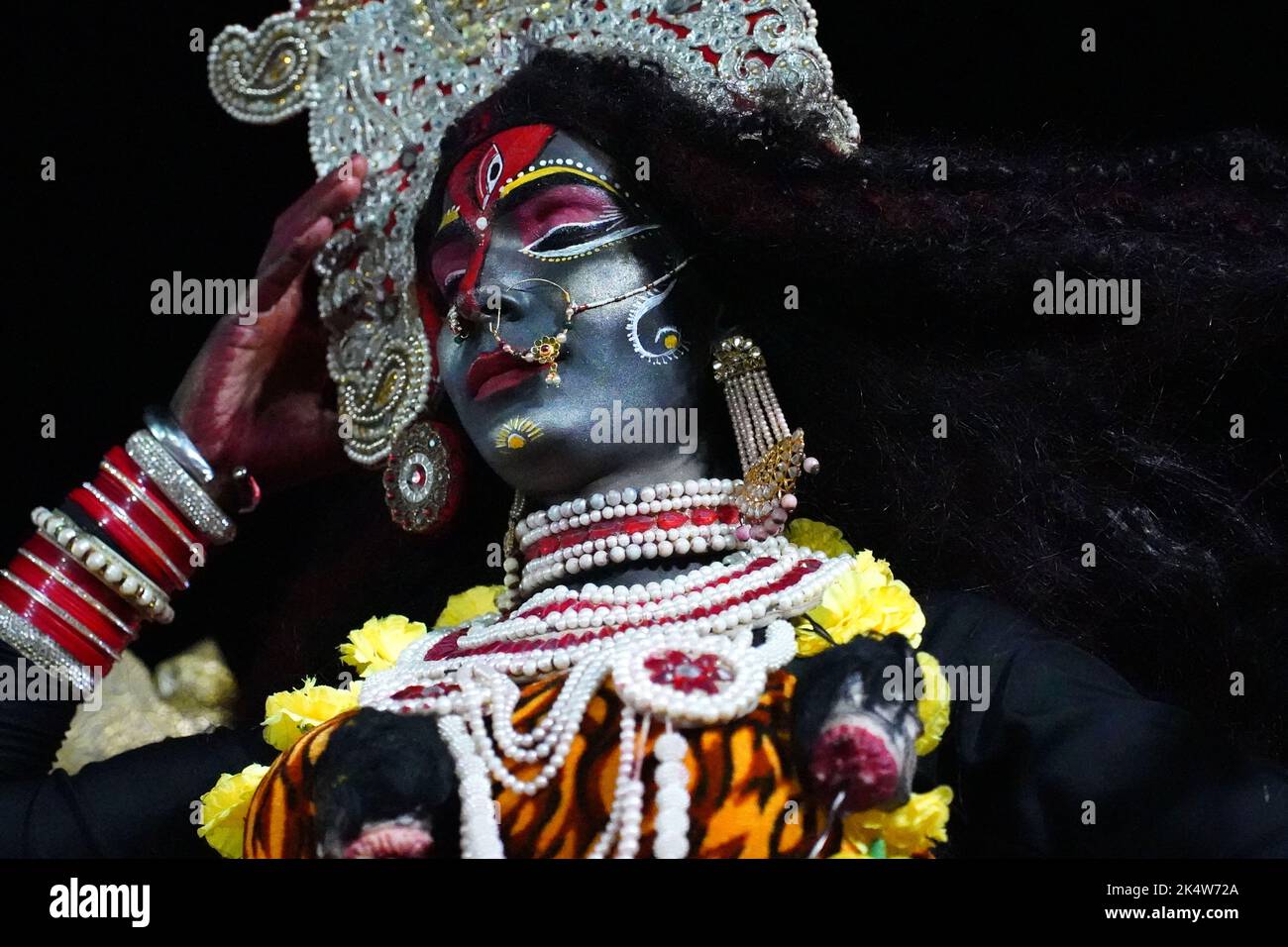 Rajasthan, India 04 October 2022. An Artist performs during Navratri ...
