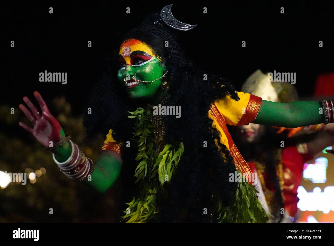 Rajasthan, India 04 October 2022. An Artist performs during Navratri ...