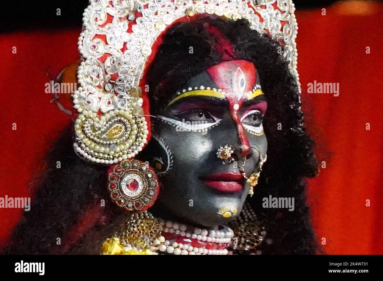 Rajasthan, India 04 October 2022. An Artist performs during Navratri ...