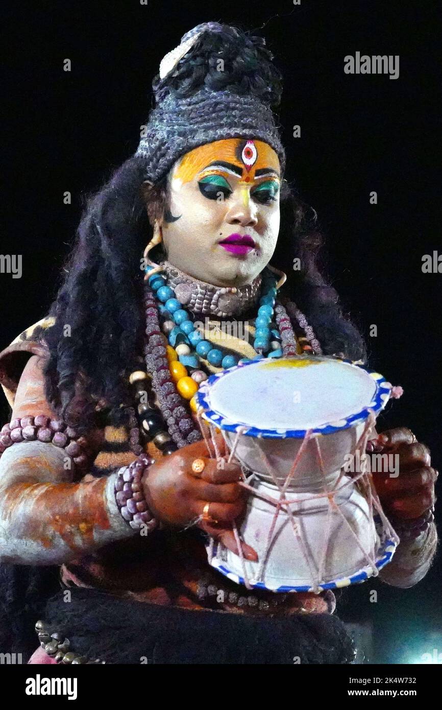 Rajasthan, India 04 October 2022. An Artist performs during Navratri ...