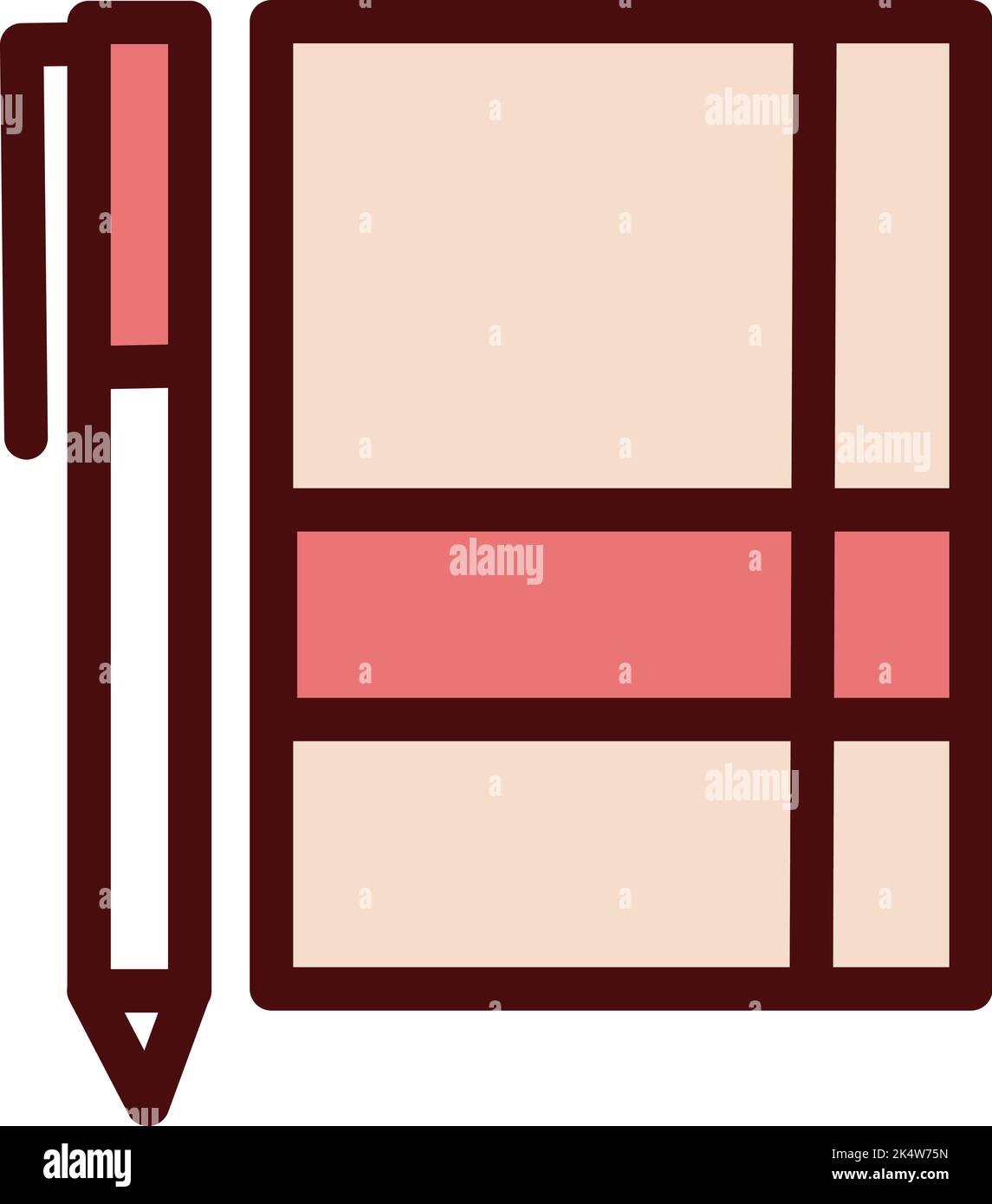 Office notebook and pen, illustration, vector on a white background ...