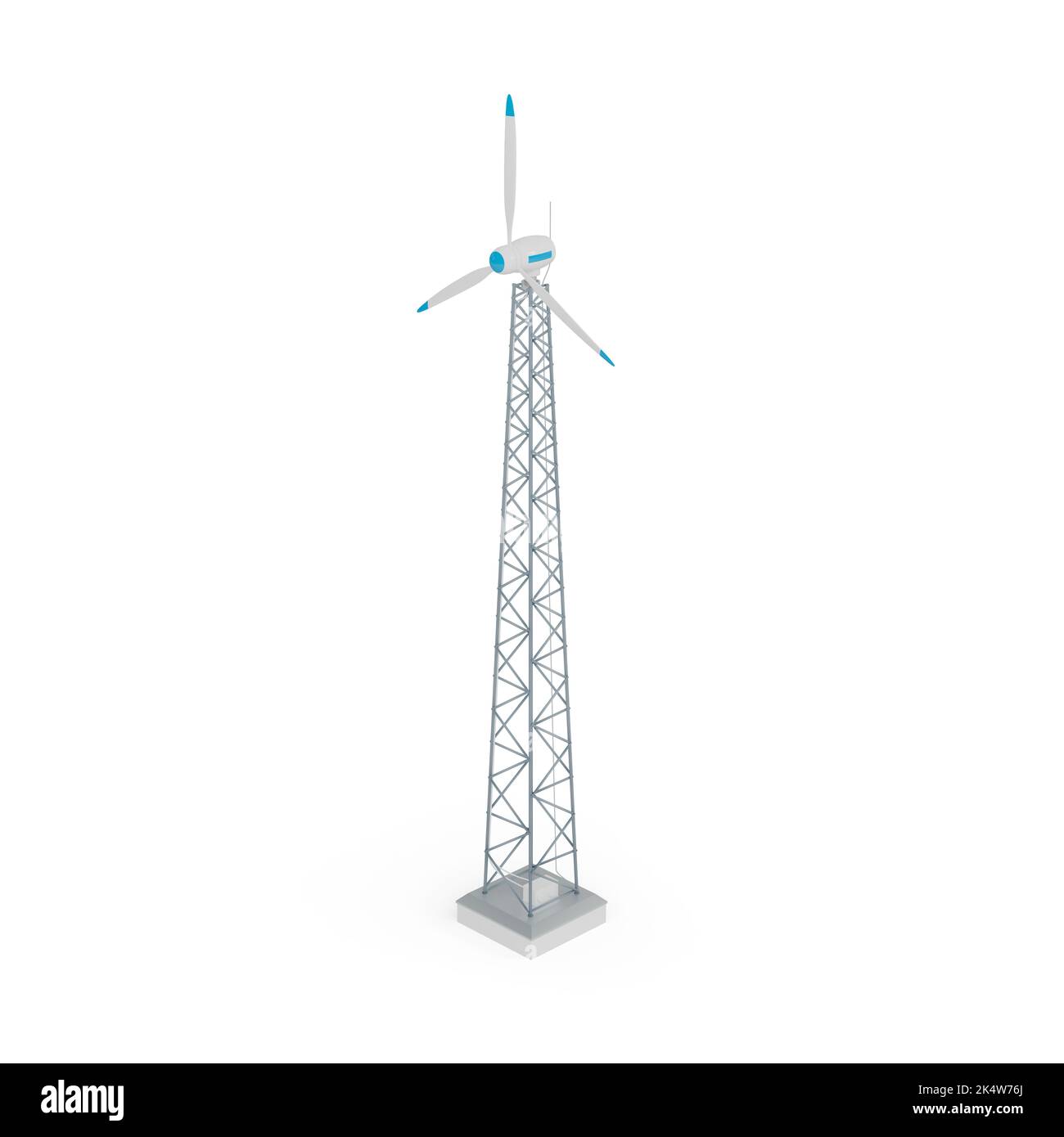 The computer-generated 3d realistic wind turbine isolated on a vertical ...