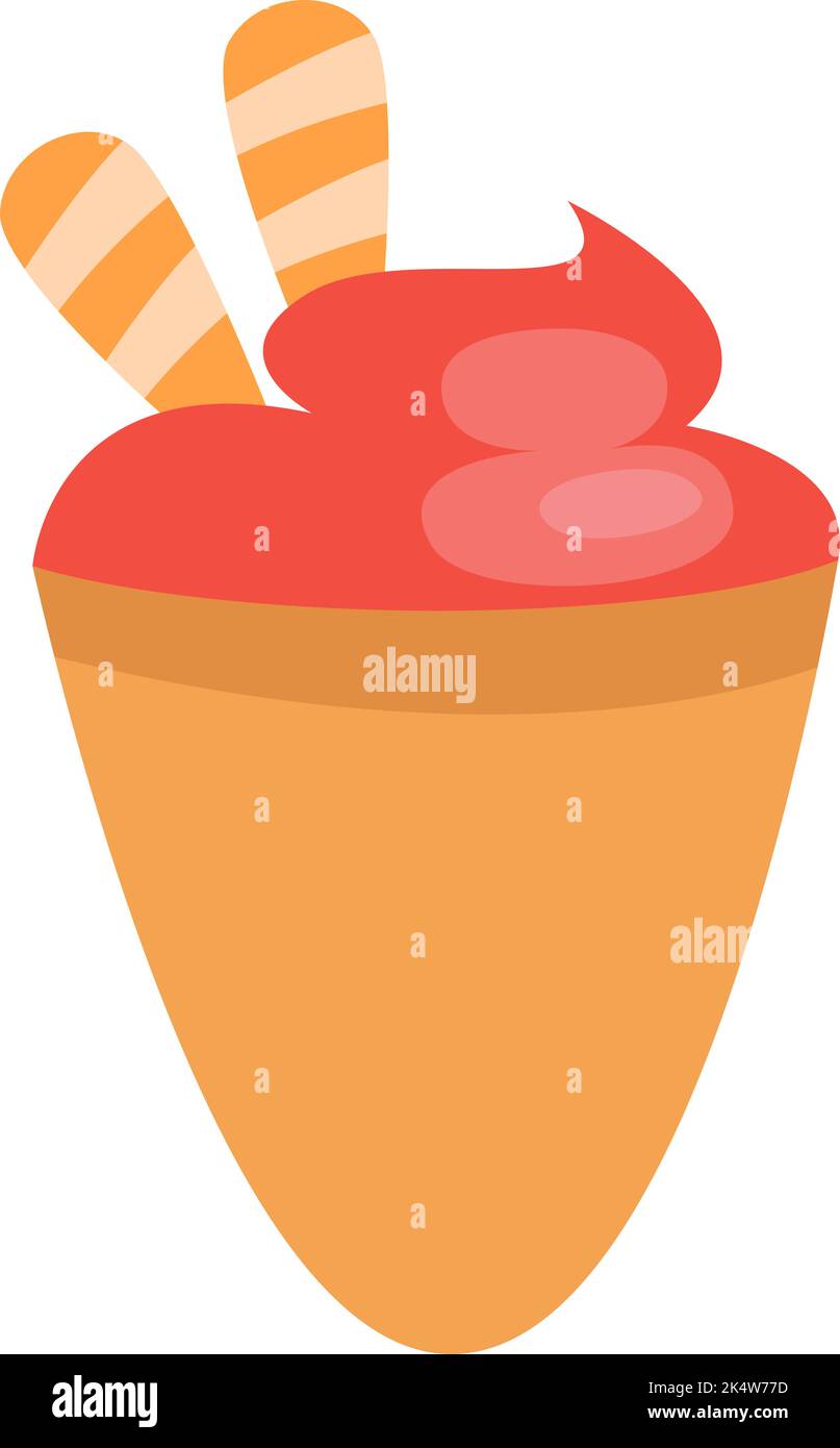 Red ice cream with cookies, illustration, vector on a white background ...