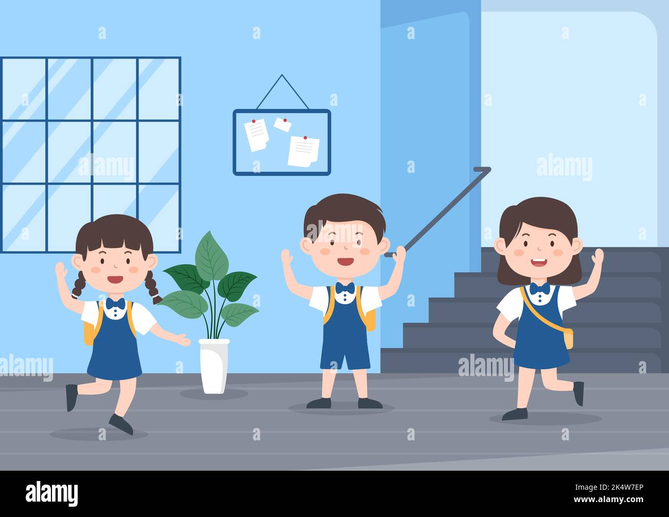 Students Leave School Building After Class or Program and Back to Home ...