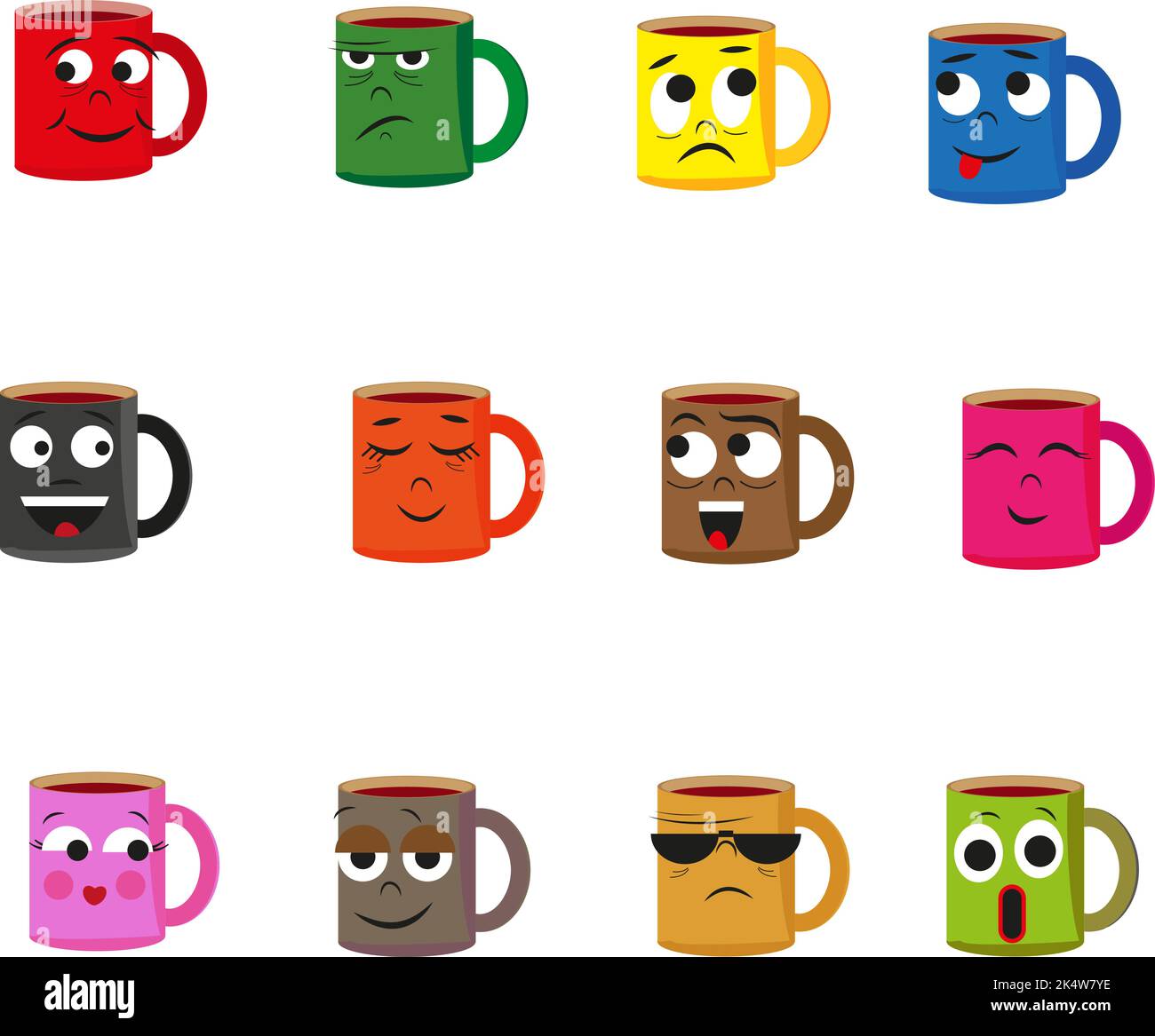 Colorful mugs, illustration, vector on a white background Stock Vector ...