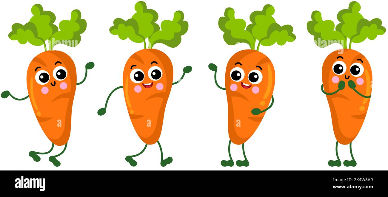 Set of funny carrots in different positions Stock Photo - Alamy