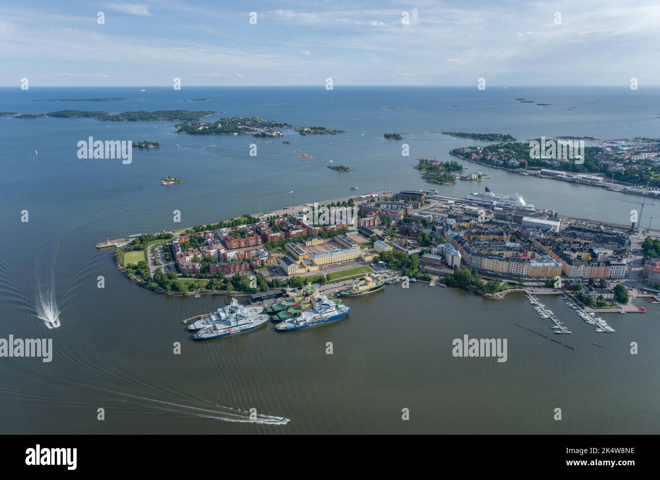 Katajanokka area in Helsinki, Finland. Beautiful Cityscape with Harbour ...