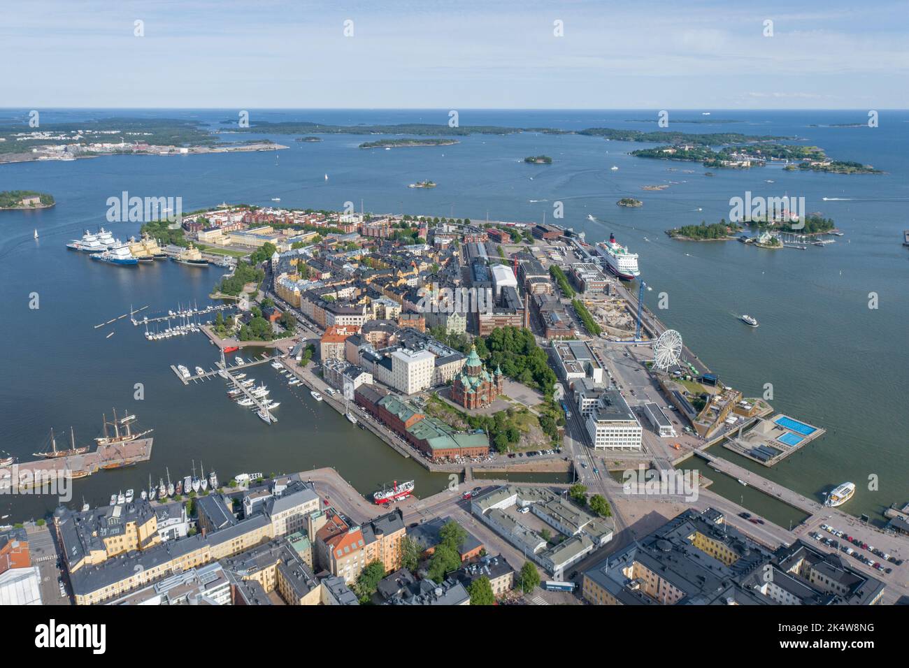 Katajanokka area in Helsinki, Finland. Beautiful Cityscape with Harbour ...