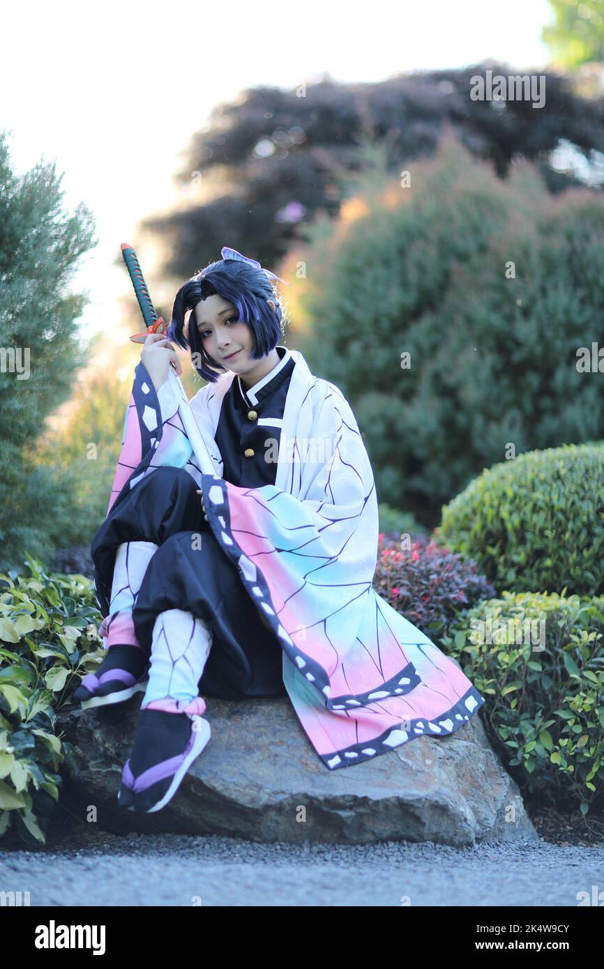 Japan anime cosplay portrait of girl with comic costume with japanese ...