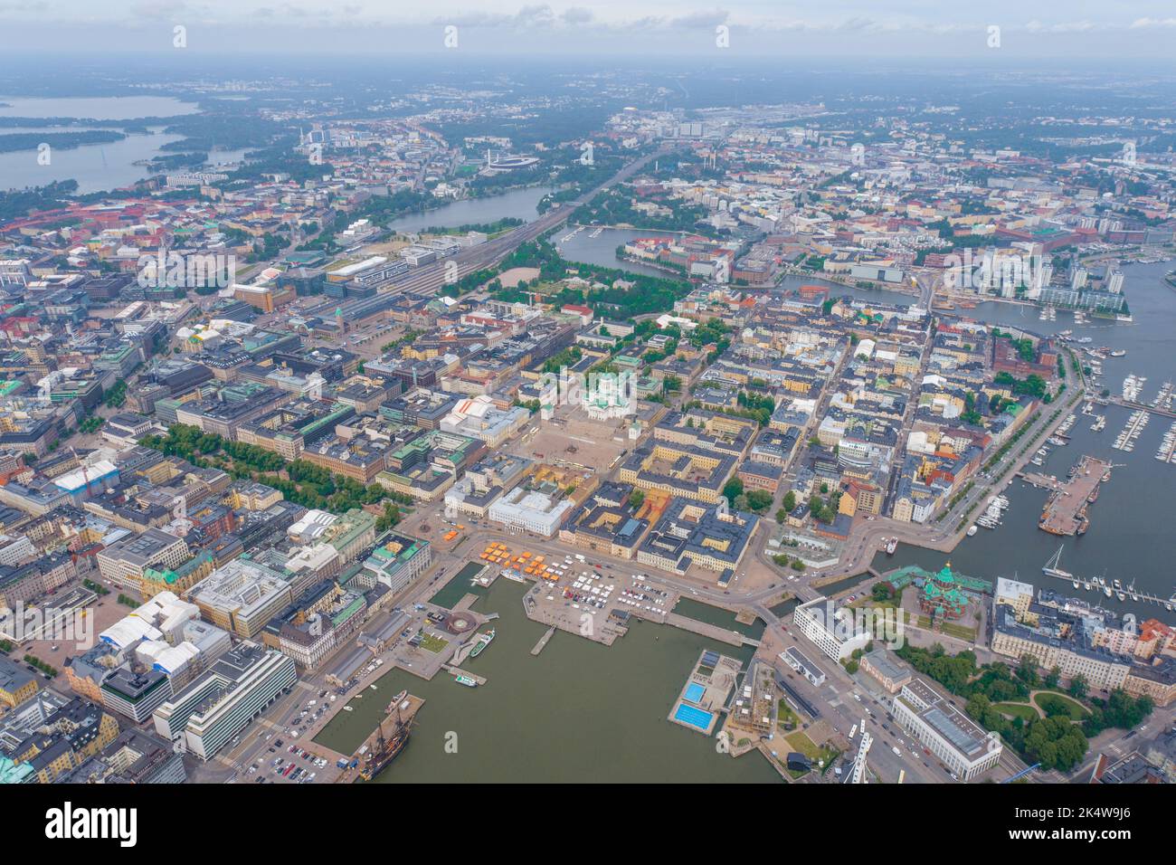 Helsinki Downtown Cityscape, Finland. Cathedral Square, Market Square ...
