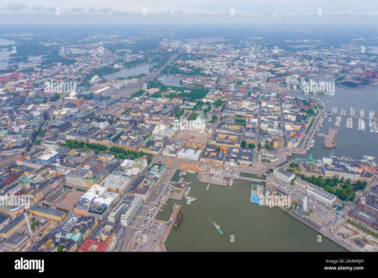 Helsinki Downtown Cityscape, Finland. Cathedral Square, Market Square ...