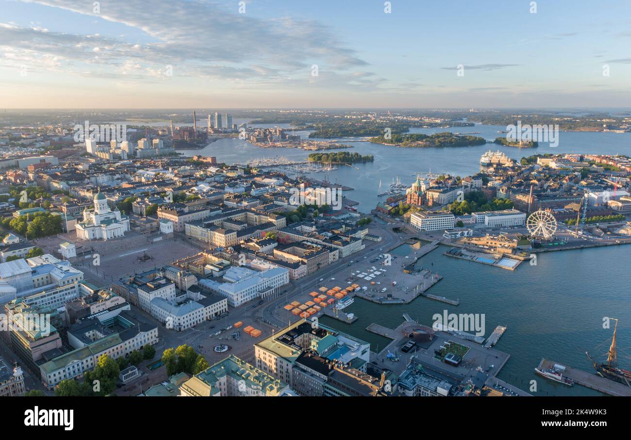 Helsinki Downtown Cityscape, Finland. Cathedral Square, Market Square ...