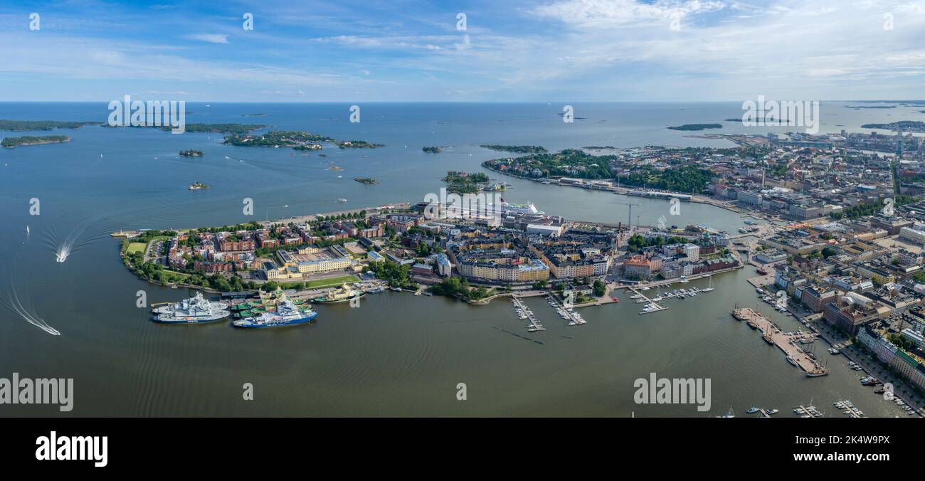 Helsinki Cityscape and Sightseeing Places in Background. Aerial View ...