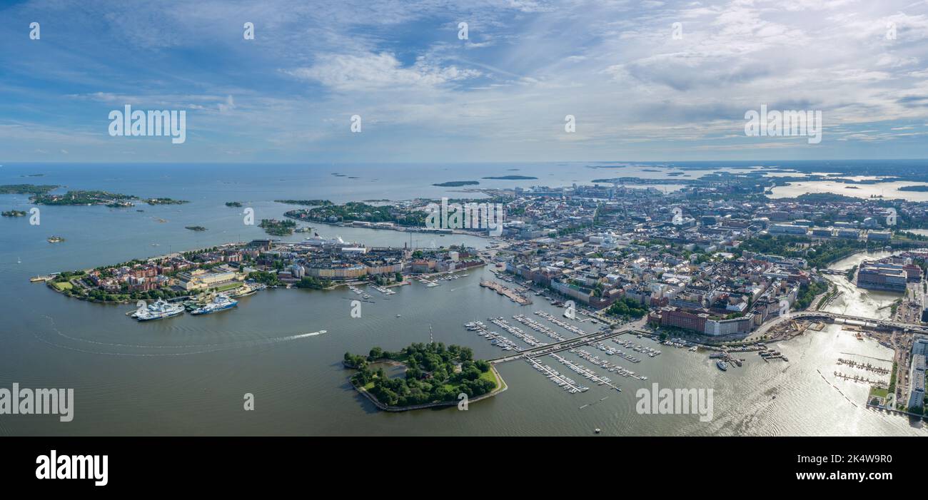 Helsinki Cityscape and Sightseeing Places in Background. Aerial View ...