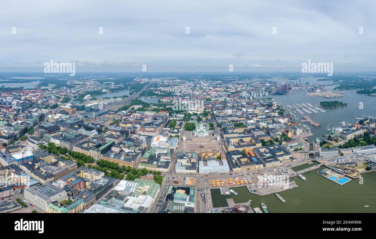 Helsinki Downtown Cityscape, Finland. Cathedral Square, Market Square ...
