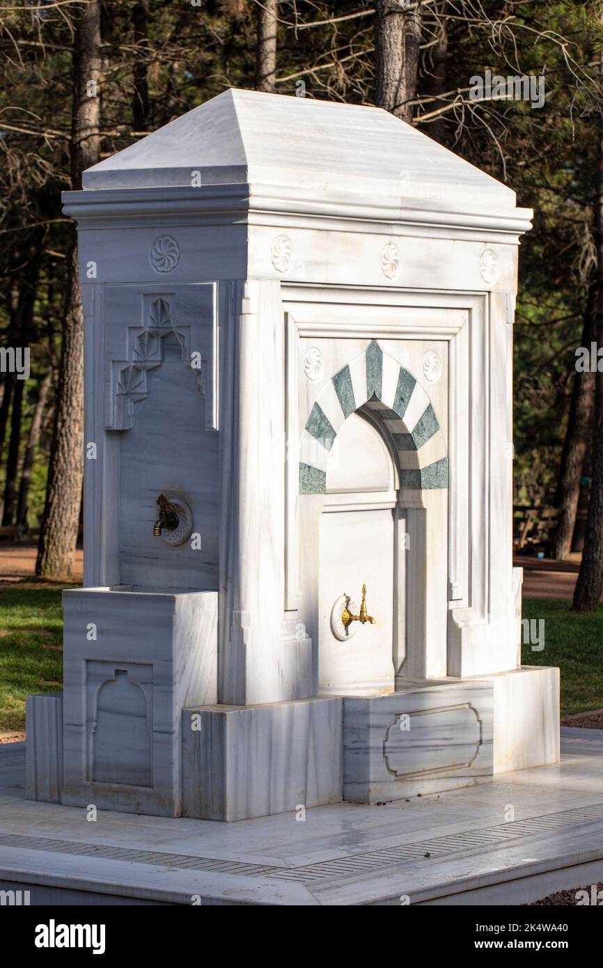 Ottoman architecture water fountain. white marble fountain Stock Photo ...