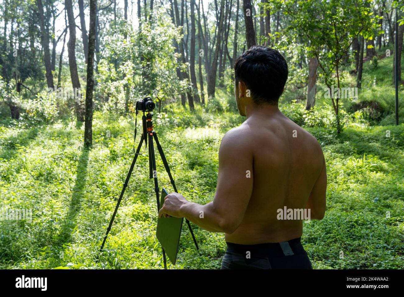 Mature middle-aged athlete man standing in stand position in sporty ...