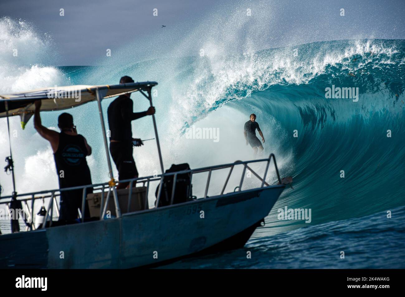 SURFING Australian surfer Anthony Walsh surf at Teahupoo during a big ...