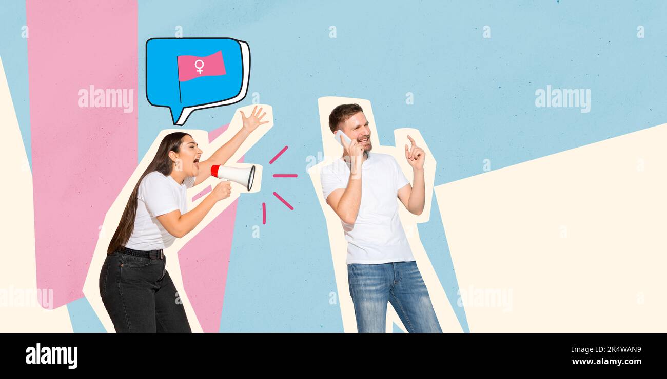 Protection of women's rights. Contemporary art collage. Surrealism ...