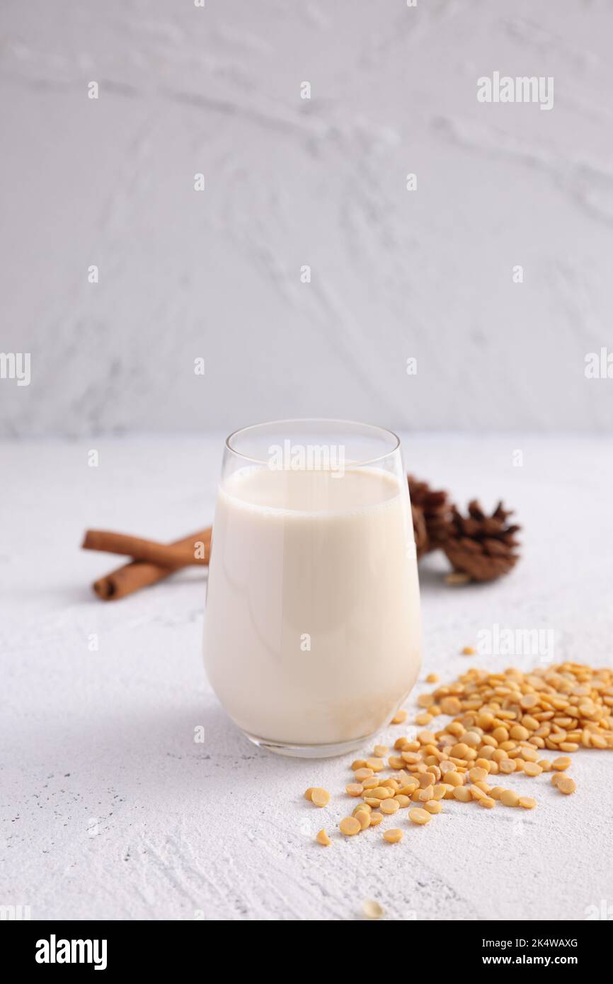 Soy milk in glass and soy bean isolated in white background Stock Photo ...