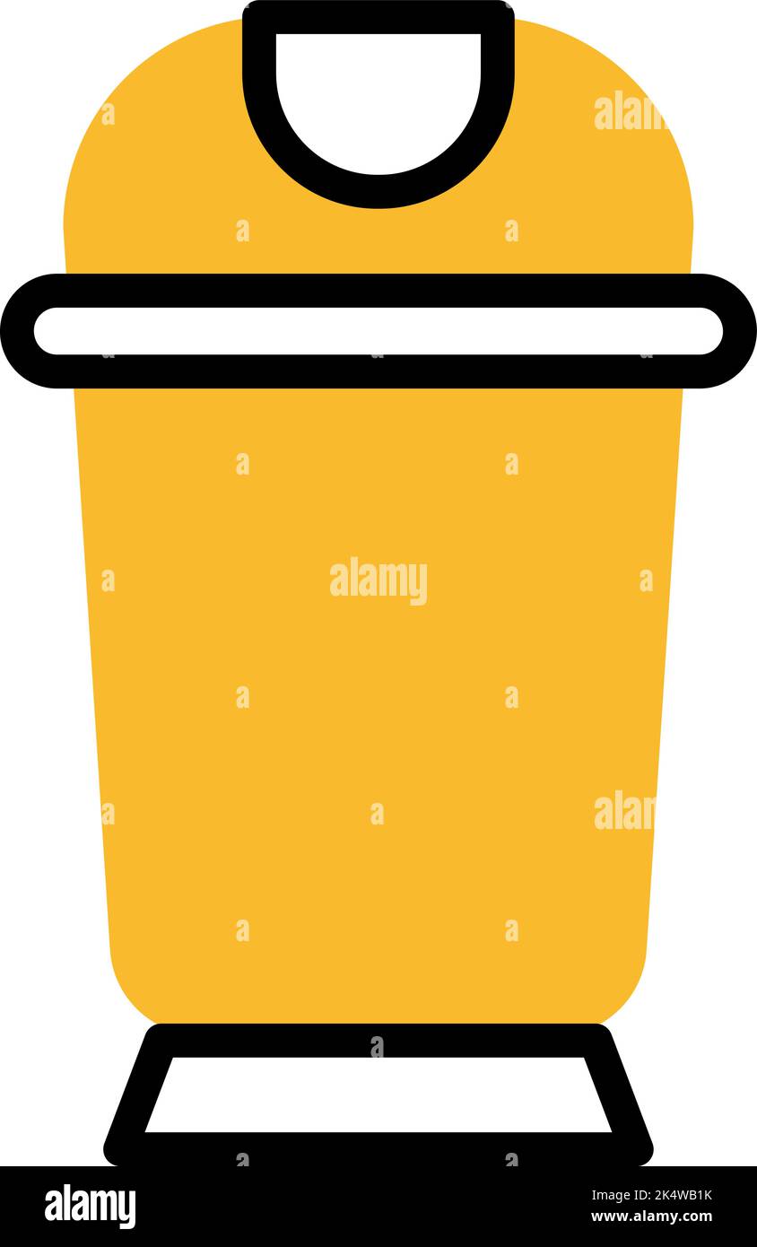 Yellow recycling bin, illustration, vector on a white background Stock ...