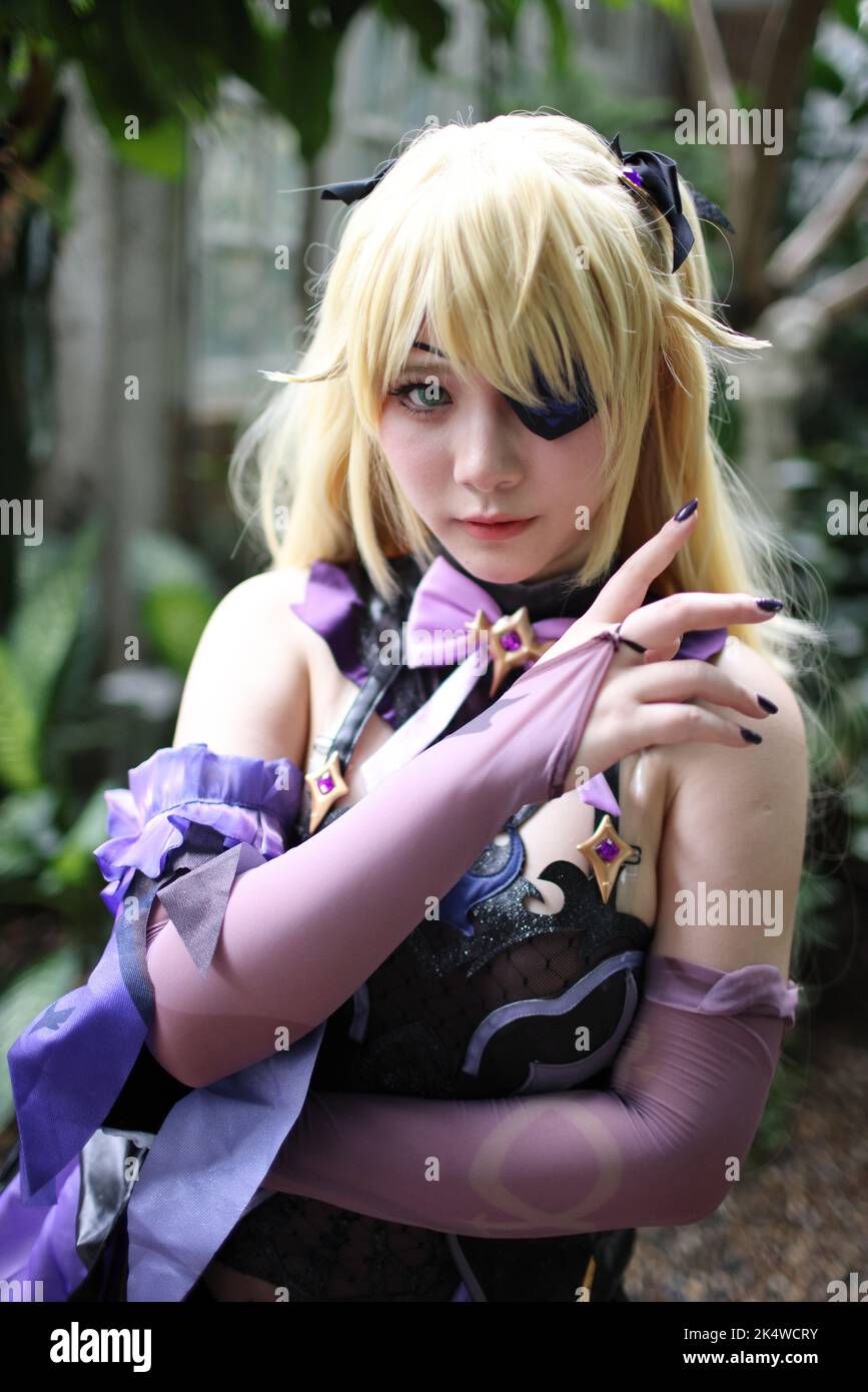 Portrait of a beautiful young woman game Cosplay Stock Photo - Alamy