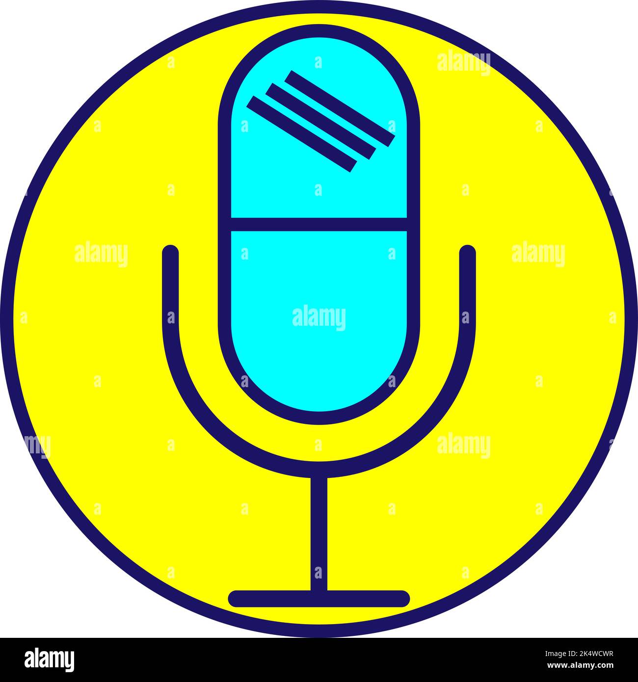Media microphone, illustration, vector on a white background Stock ...