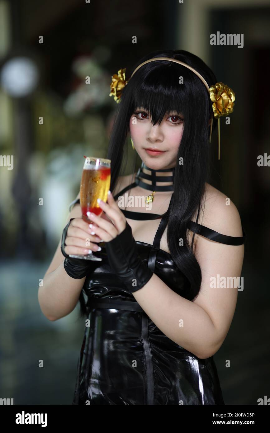 Portrait of a beautiful young woman Cosplay with Spy dress Stock Photo ...