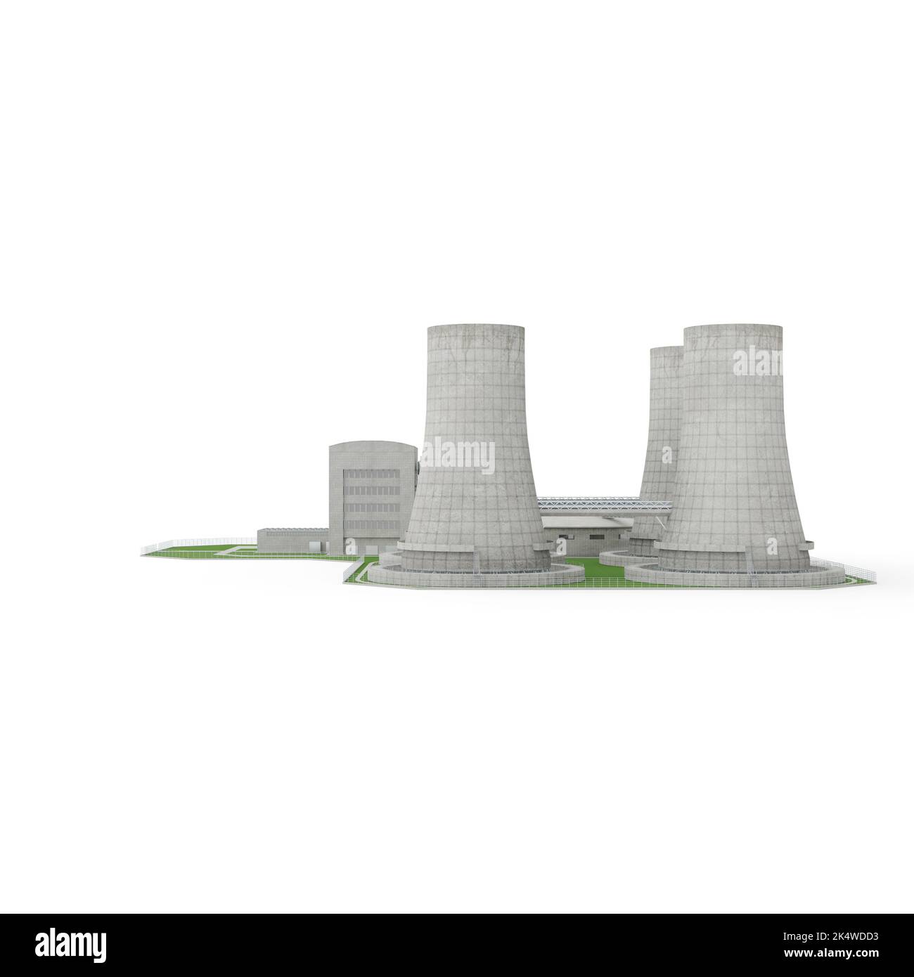 The computer-generated 3d realistic nuclear power plant isolated on a ...