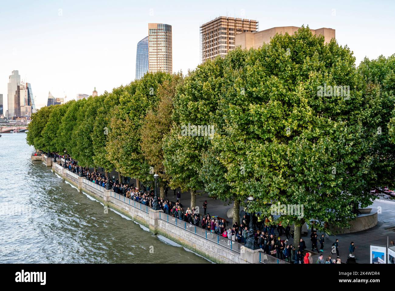 British People and People From Around The World Queue Along The South ...