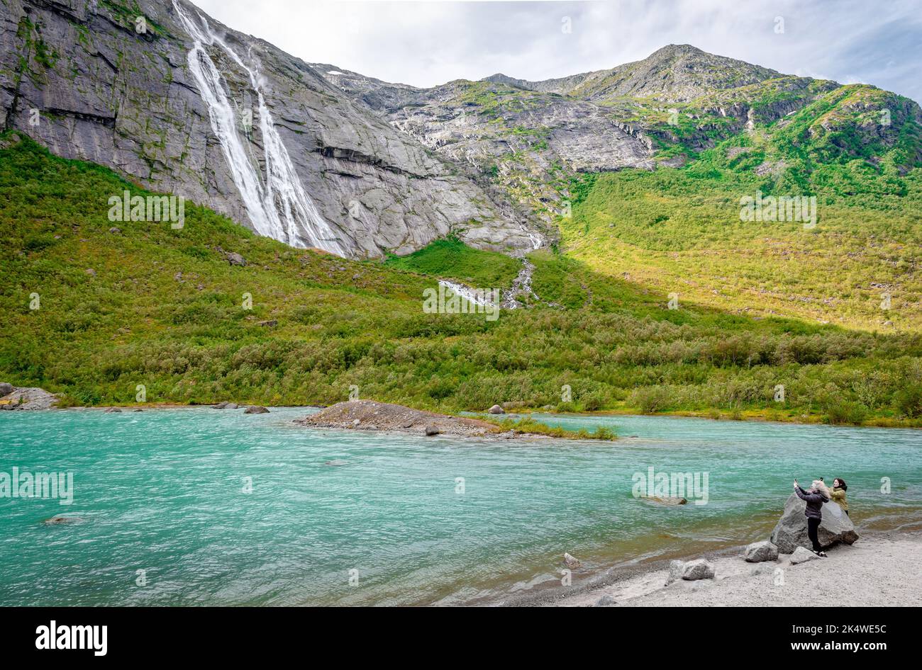 Briksdalen valley, part of the Jostedal Glacier National Park in Norway ...