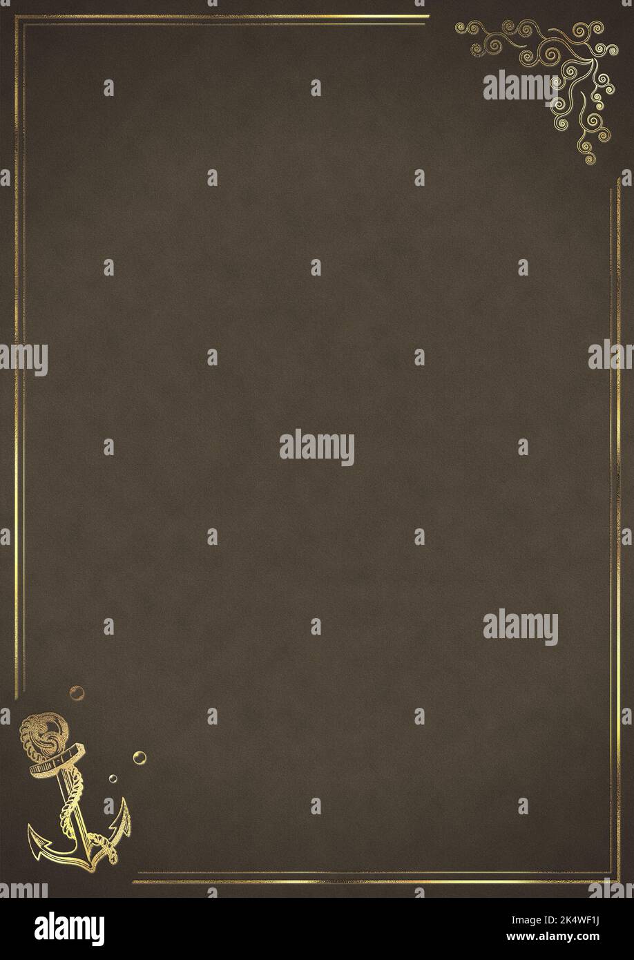 Nautical Luxury Background Letterhead Sheet Suede with Anchor and Algae ...