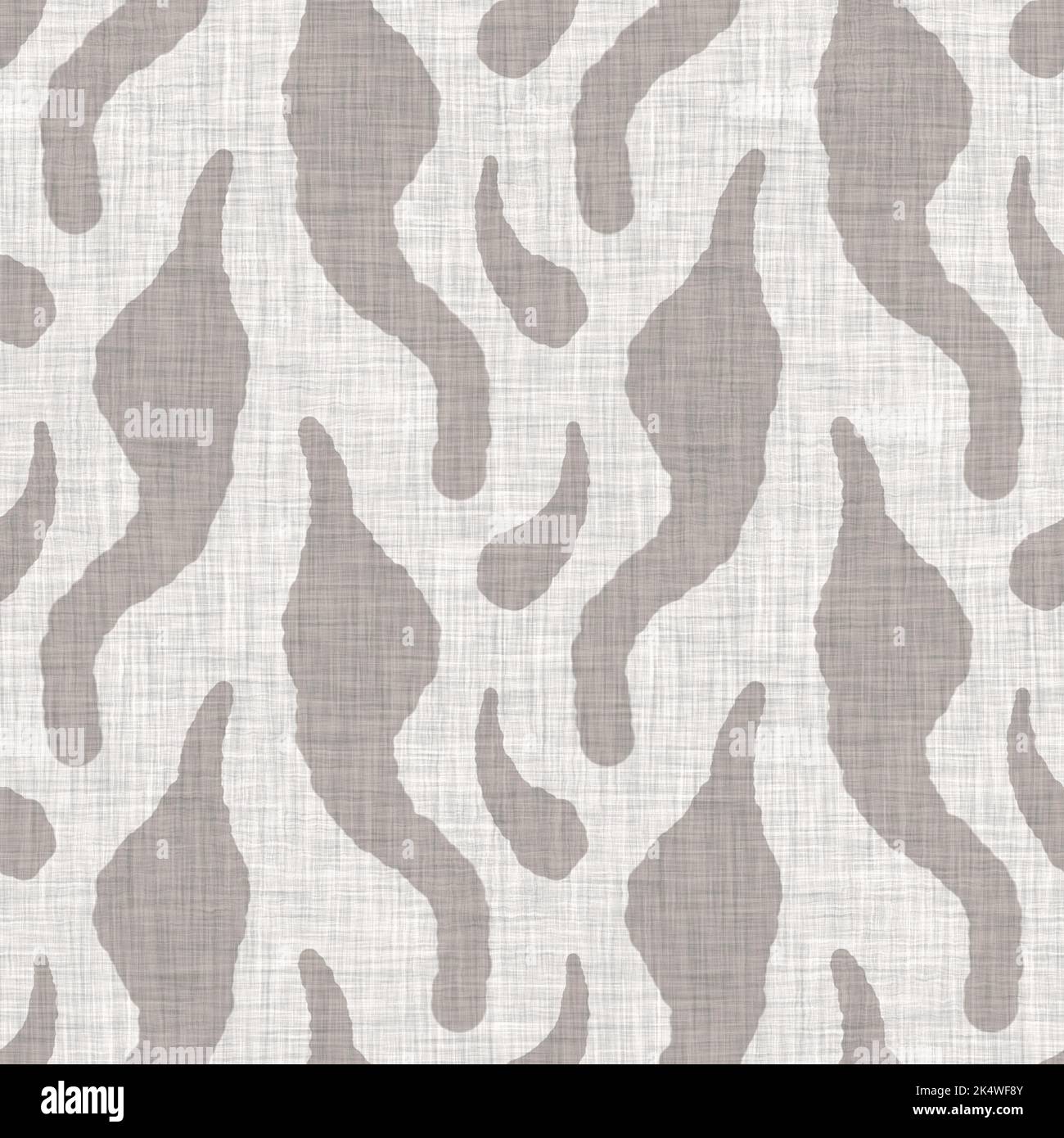 French grey doodle motif linen seamless pattern. Tonal country cottage ...
