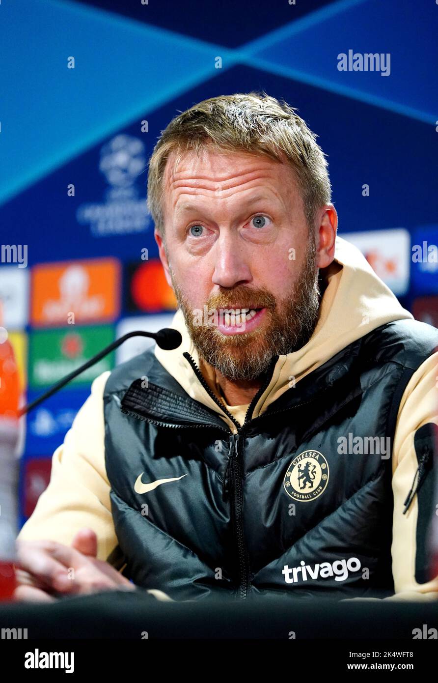 Chelsea manager Graham Potter during a press conference at Stamford ...