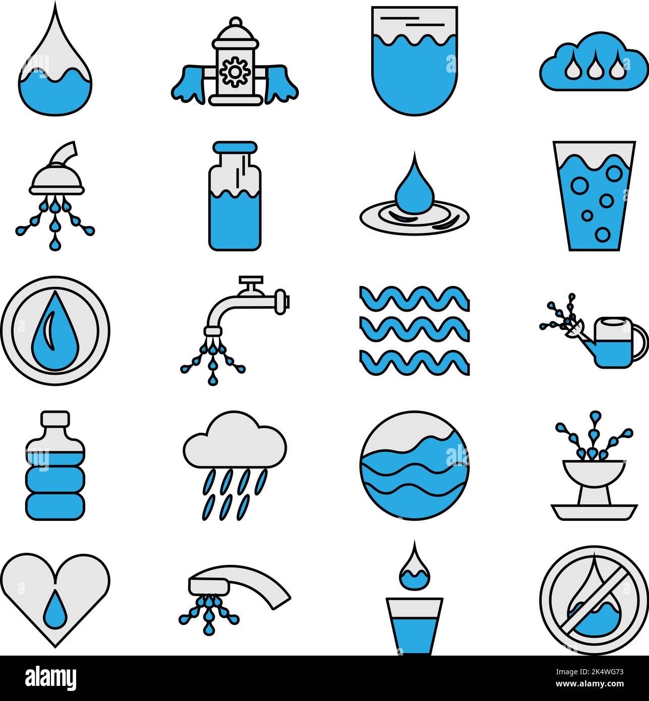 Water icon pack, illustration, vector on a white background Stock ...