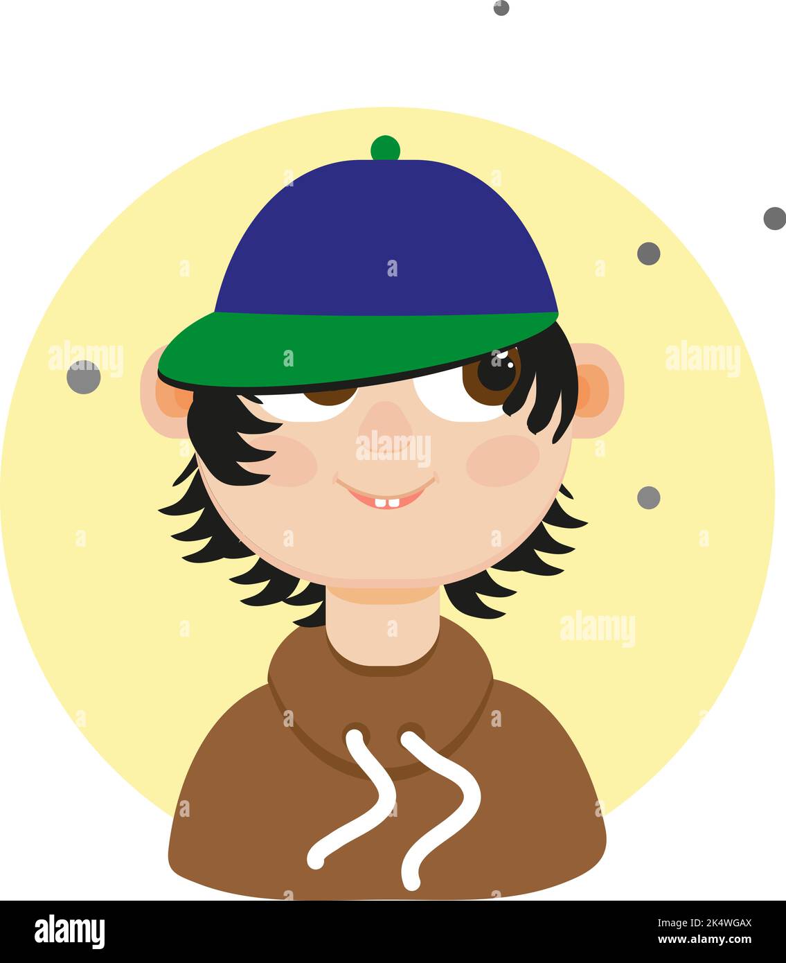 Boy with brown hoodie, illustration, vector on a white background Stock ...