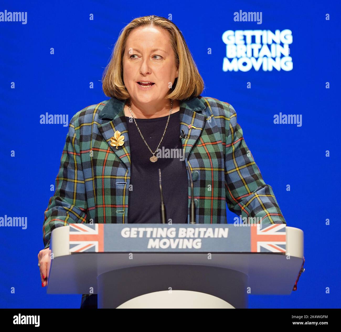 Secretary of State for Transport Anne-Marie Trevelyan speaking during ...