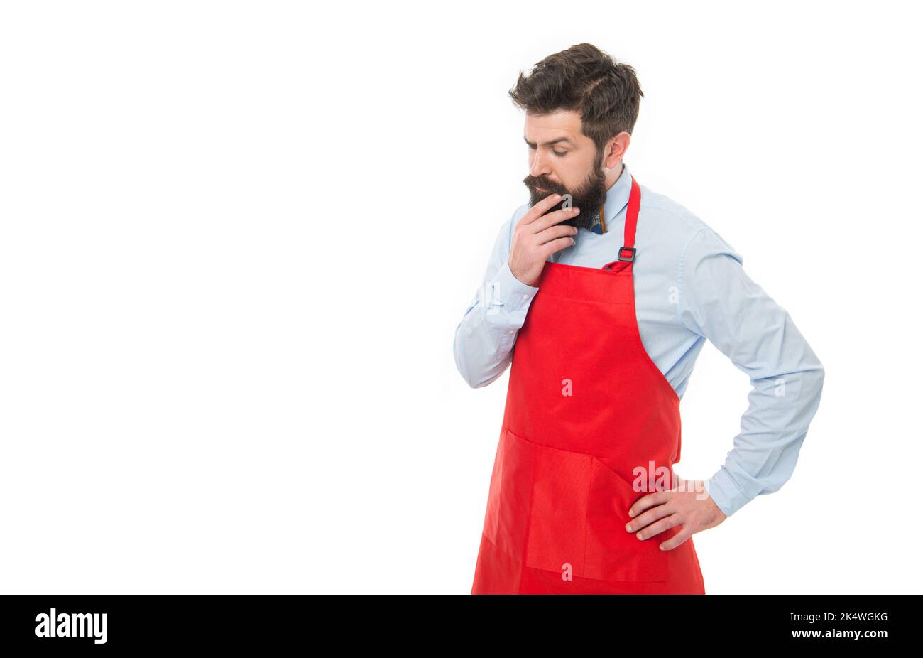 Thoughtful professional business owner shopkeeper thinking business in ...