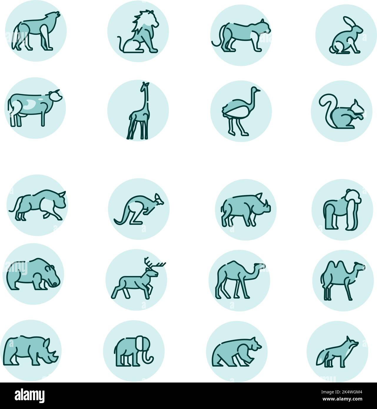 Wild animals, illustration, vector on a white background Stock Vector ...
