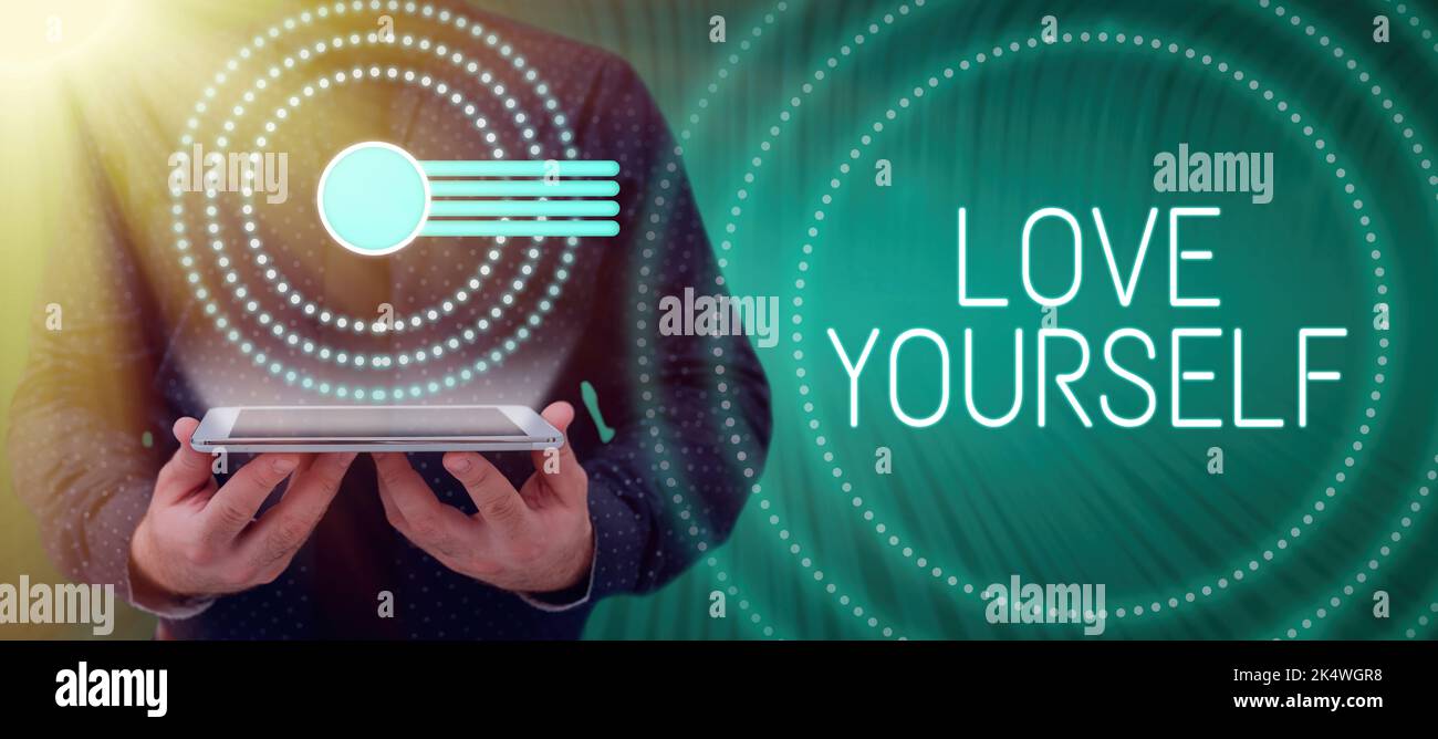 Handwriting text Love Yourself. Business showcase accepting the overall ...