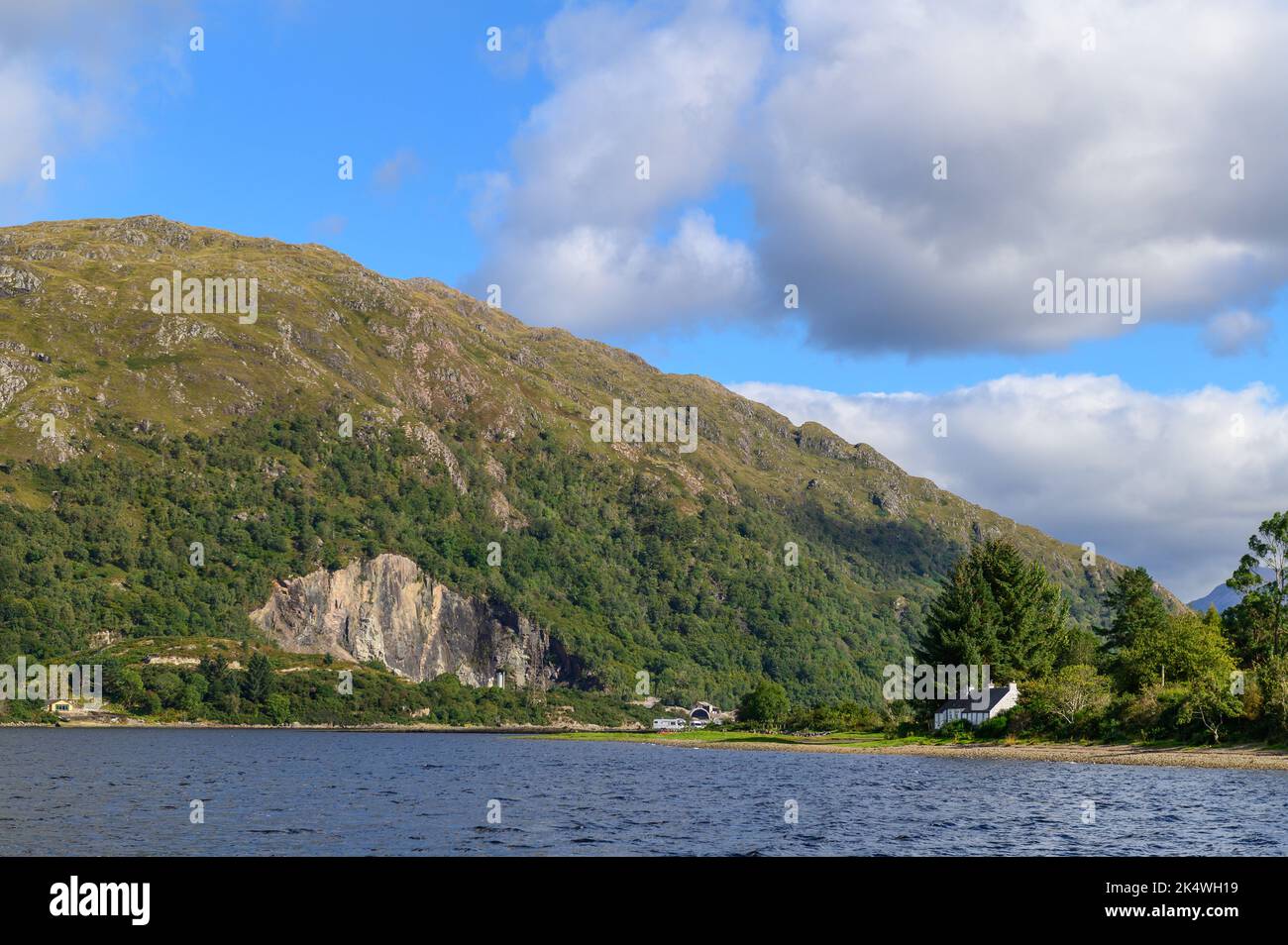 Bonawe Quarry seen from Taynuilt across Loch Etive, Scotland Stock ...