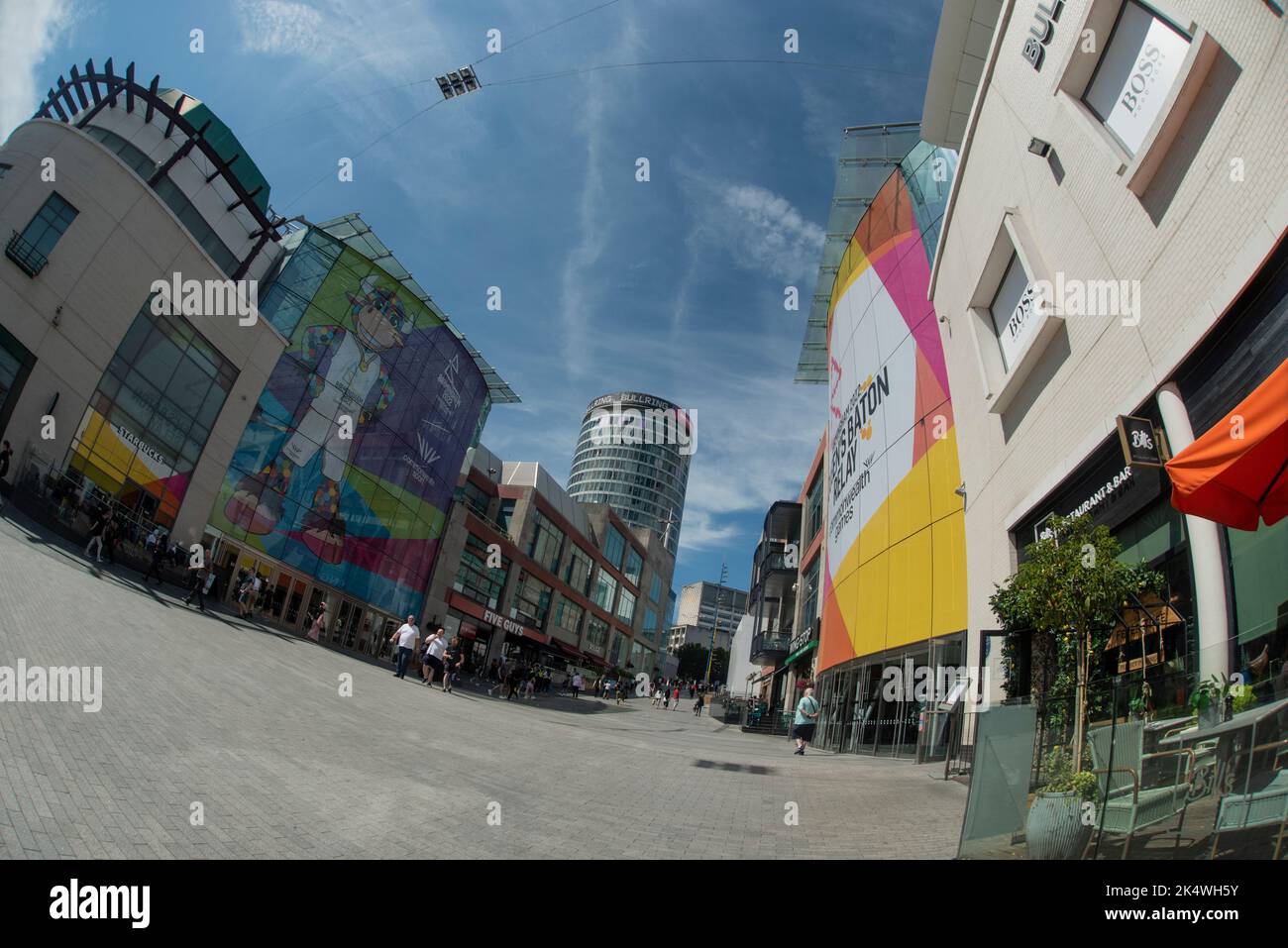 Birmingham City Centre, UK the Bullring and Rotunda - walking up ...