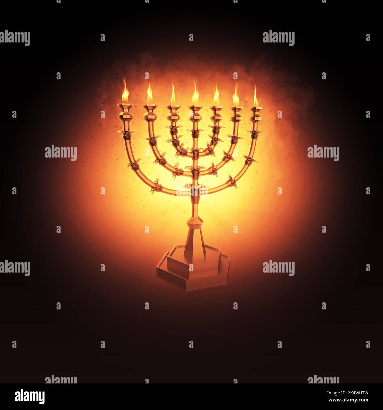 Seven Arms Menorah Candlestick Almond Blossom Flame Fire Tabernacle ...