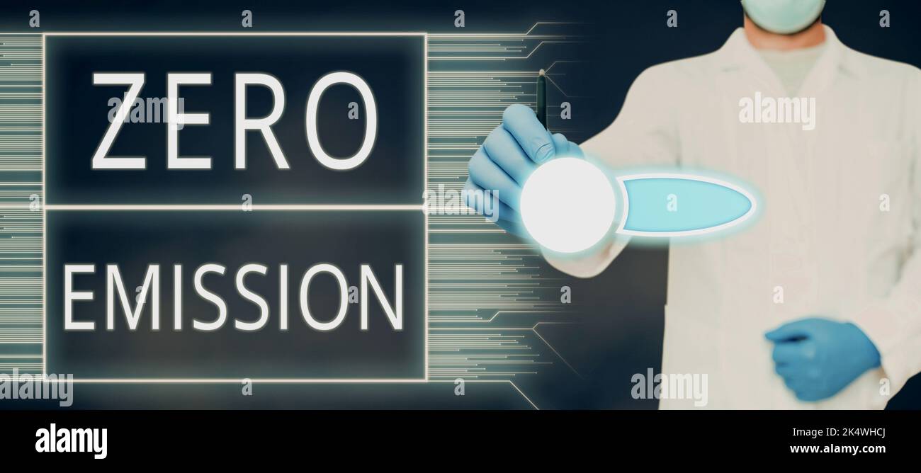 Hand writing sign Zero Emission. Conceptual photo refers to an engine ...