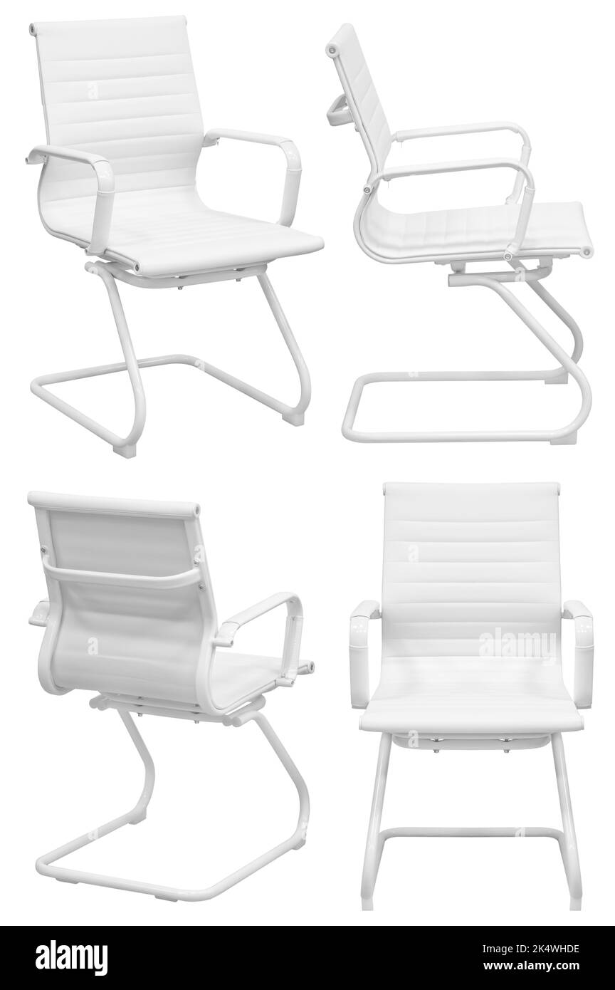 White office chair. Isolated from the background in different angles ...