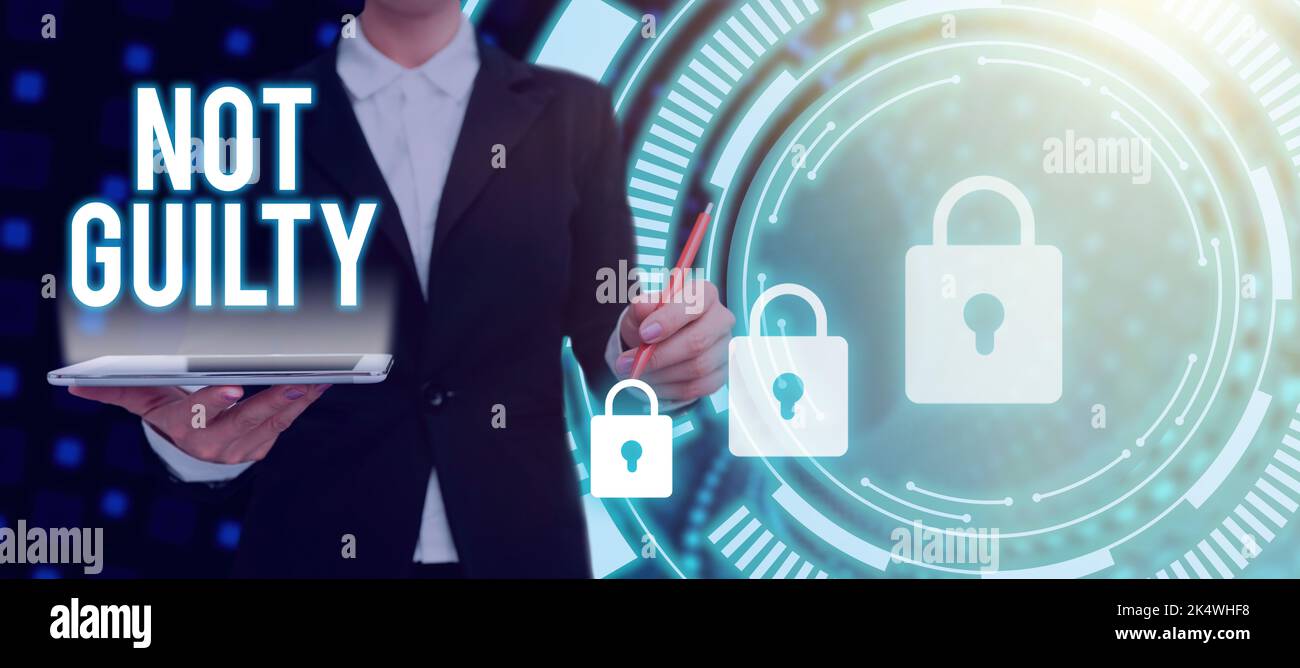 Handwriting text Not Guilty. Business overview someone is innocent ...