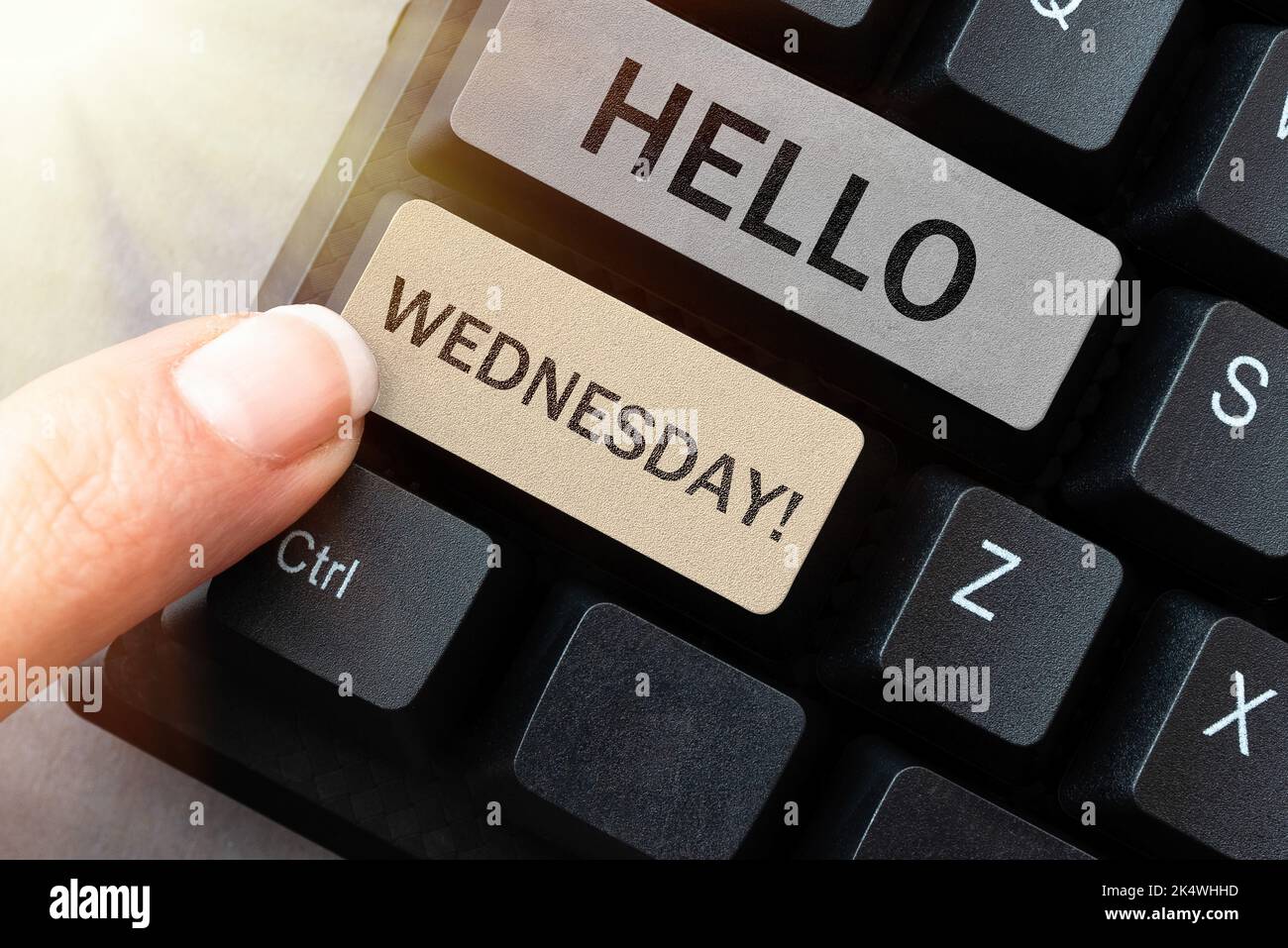 Conceptual caption Hello Wednesday. Business concept it is a good day ...