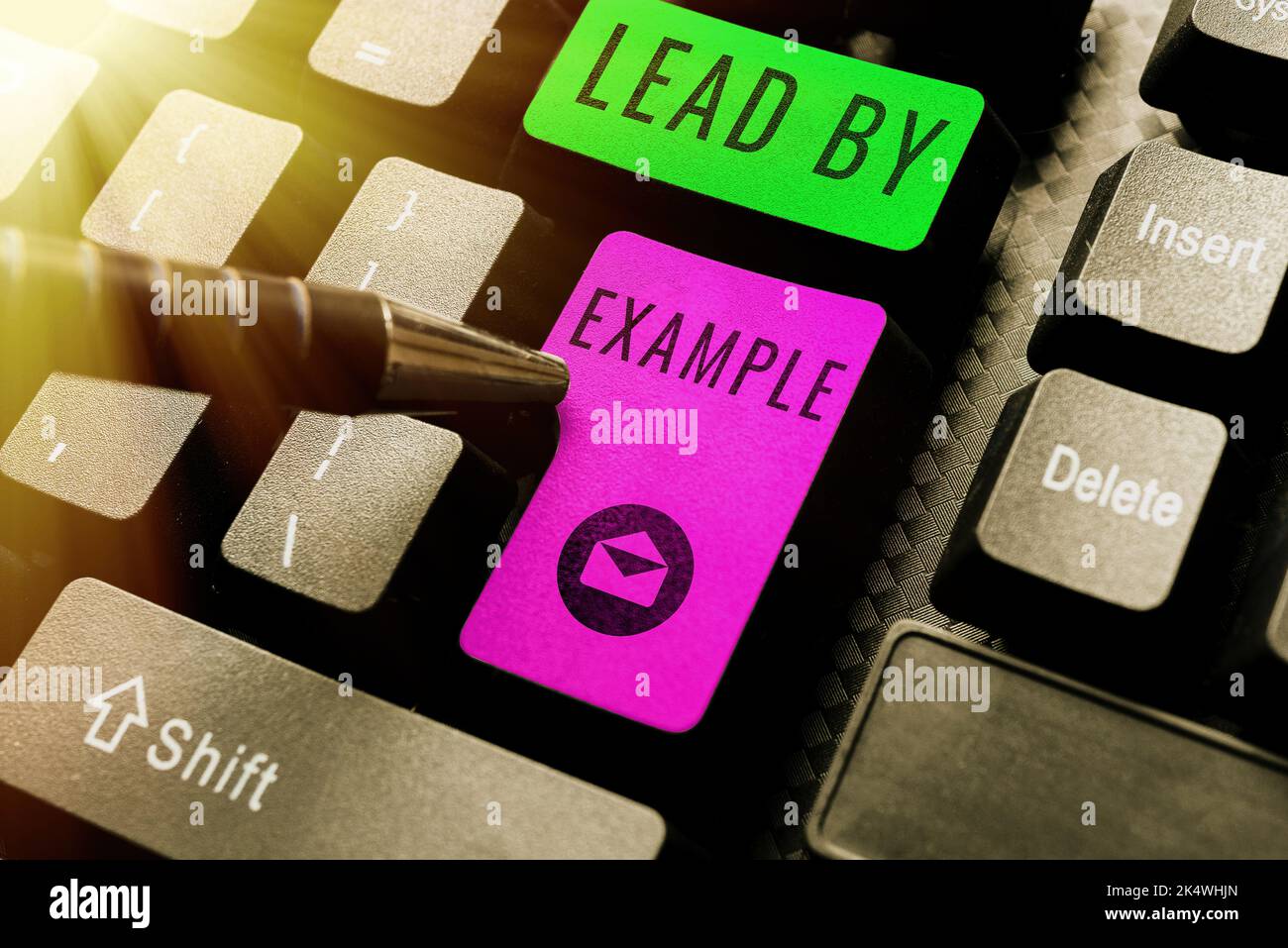 Text showing inspiration Lead By Example. Internet Concept Be a mentor ...